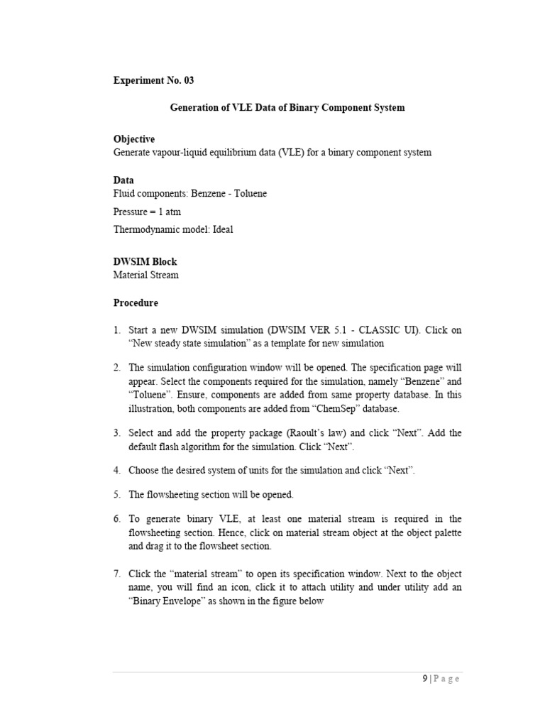 VLE Data Simulation Guide | PDF | Thermodynamics | Applied And ...