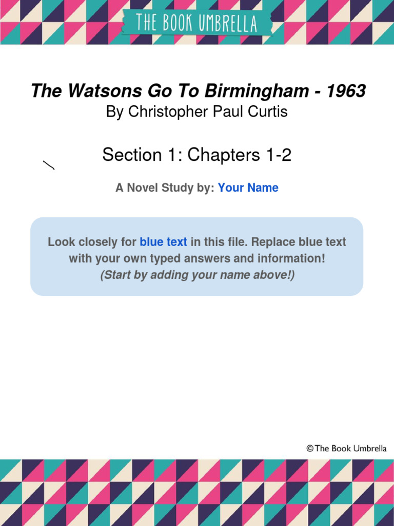Watsons Birmingham Study Guide | PDF