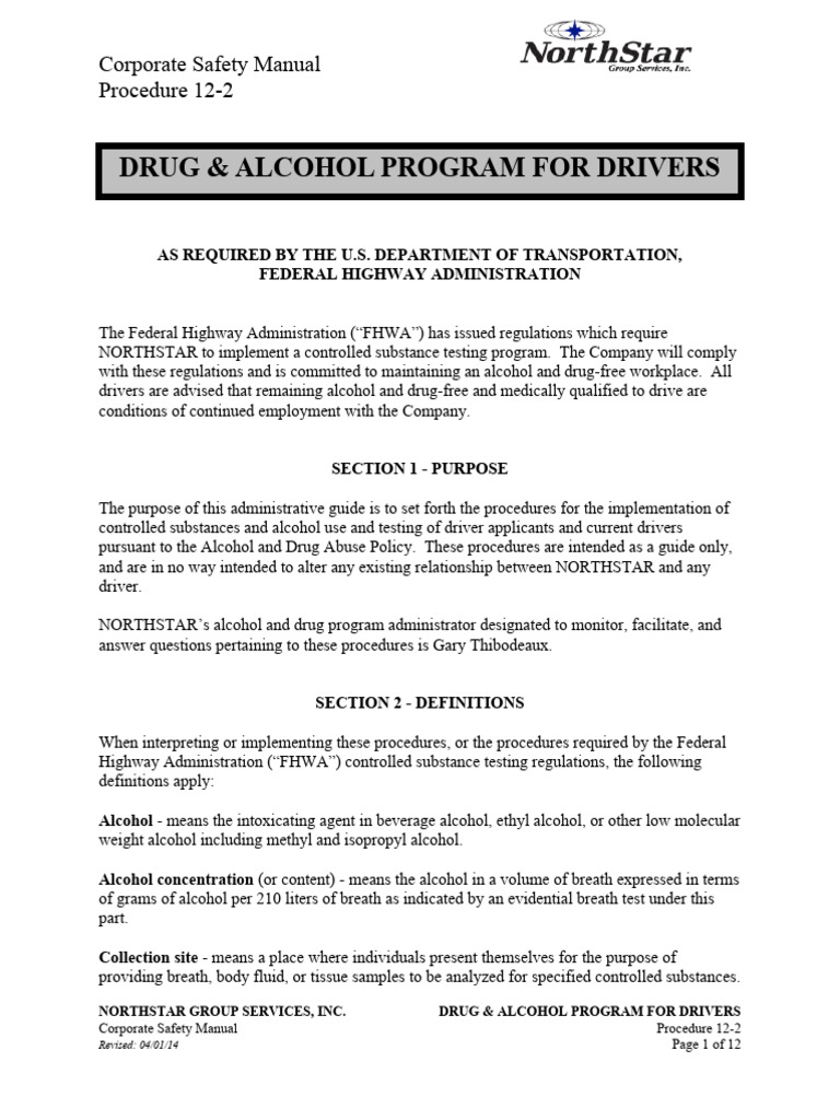 DOT Drug and Alcohol Compliance Guide | PDF | Drug Test | Substance Abuse