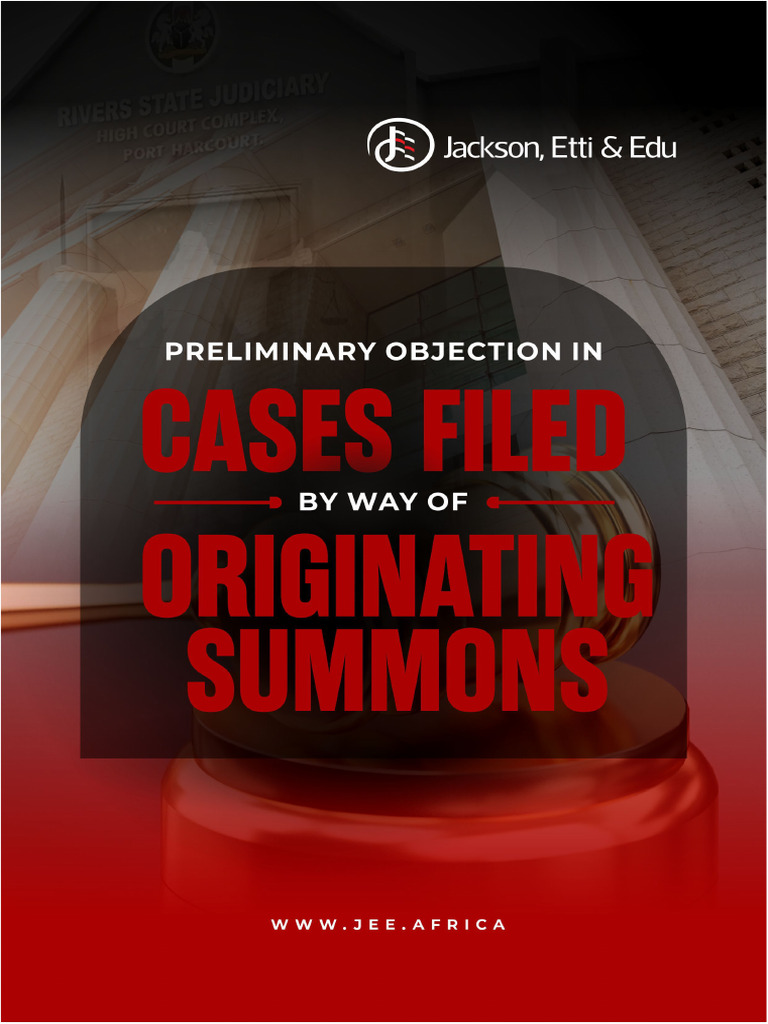 Preliminary Objections in Cases Filed by Way of Originating Summons ...