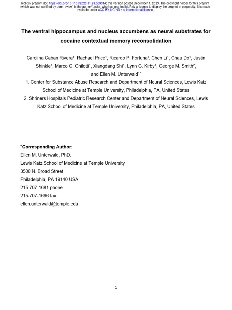 Nihpp-2023 11 29 569314v1 | Download Free PDF | Memory | Relapse