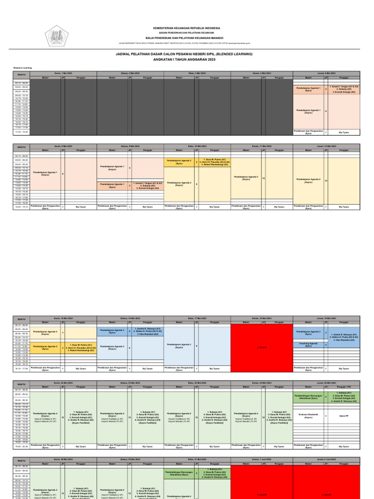 Jadwal Distance Learning | PDF
