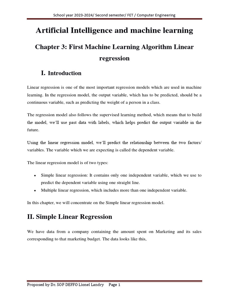 Chapter3 First Application Linear Regression Pdf Regression Analysis Linear Regression