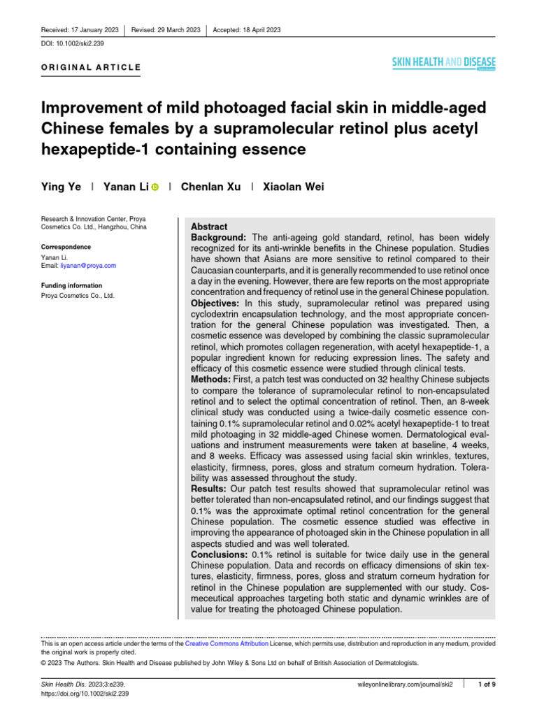 Improvement of Mild Photoaged Facial Skin in Middl | PDF | Cosmetics ...