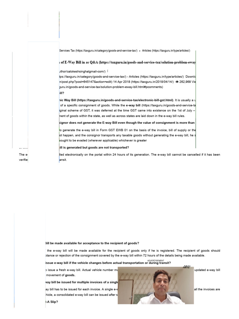 E-Way Bill: Common Issues & Solutions | PDF | Invoice | Taxes