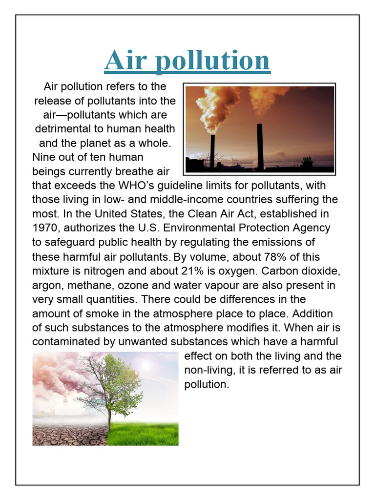 Air Pollution | Download Free PDF | Air Pollution | Atmosphere Of Earth