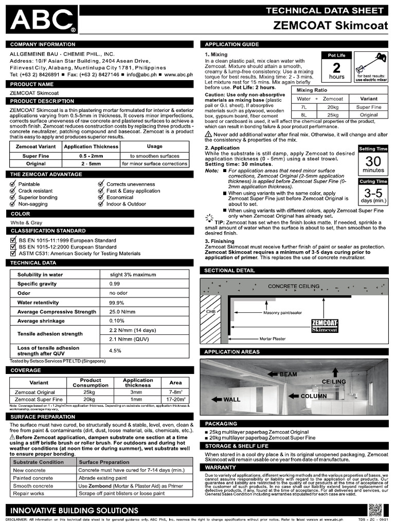 Zemcoat Technical Leaflet 2021 | PDF