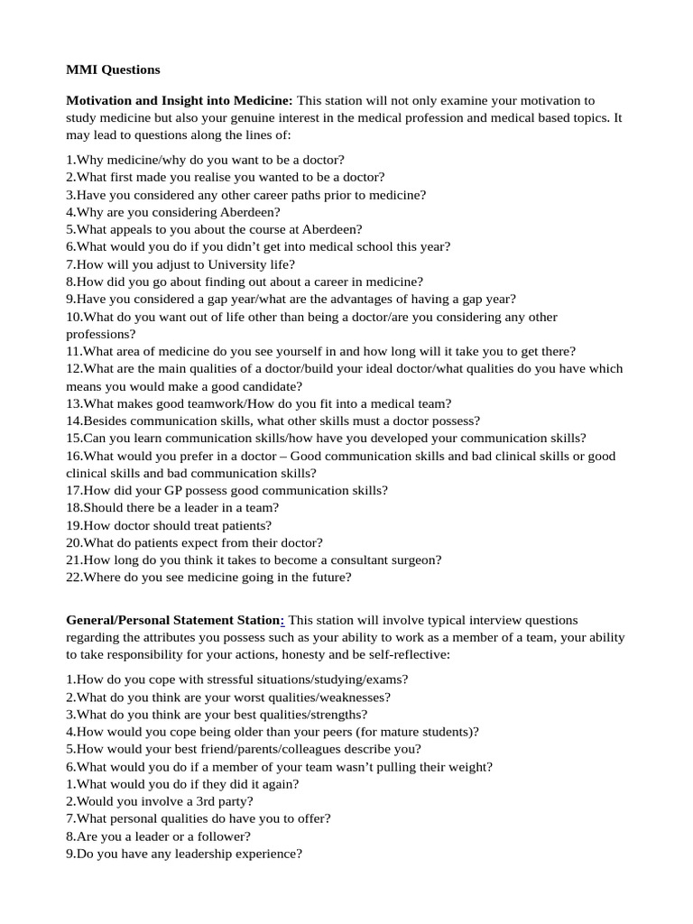 MMI Questions | Download Free PDF | National Health Service | Physician