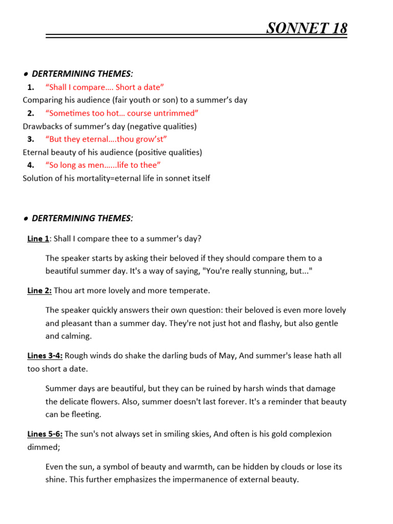 Sonnet 18 | PDF | Poetry | Shakespeare's Sonnets
