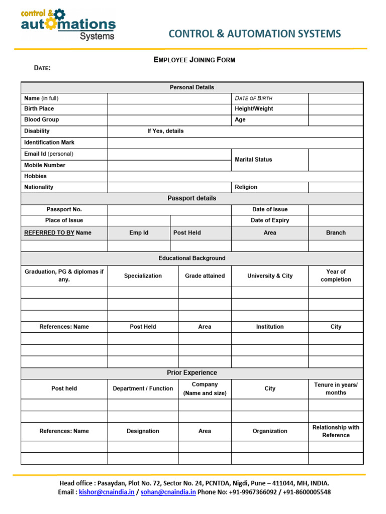 JOINING FORM - C&A SYSTEMS | PDF | Authentication | Access Control