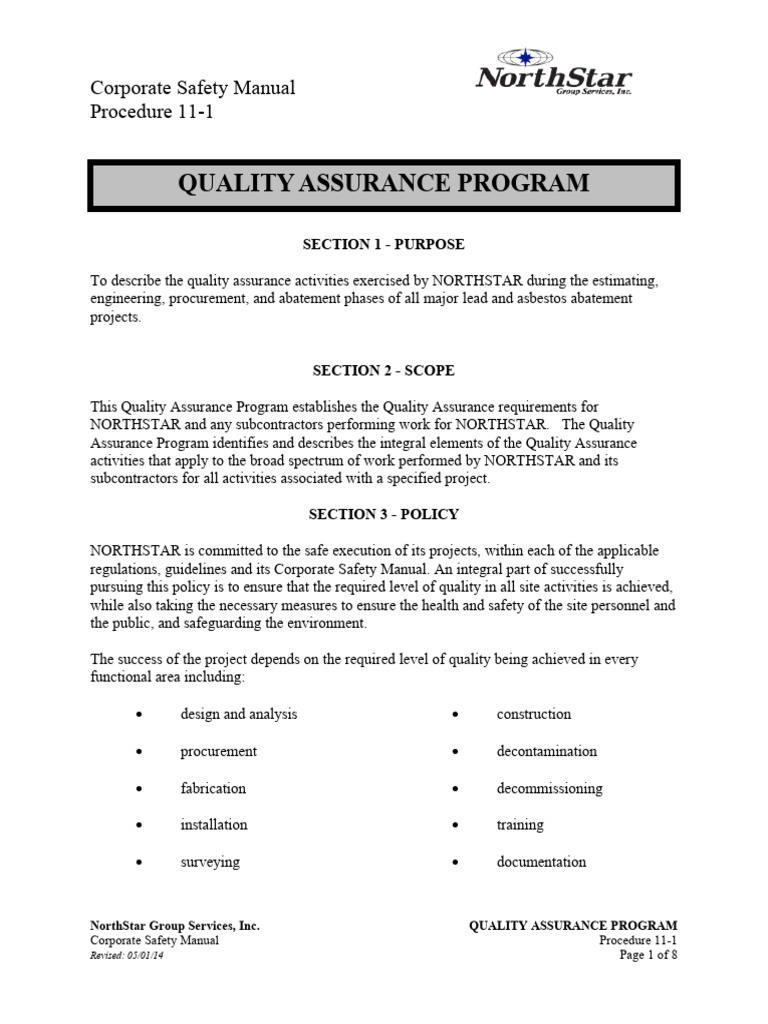 11-1 Quality Assurance Program | PDF | Calibration | Quality Assurance