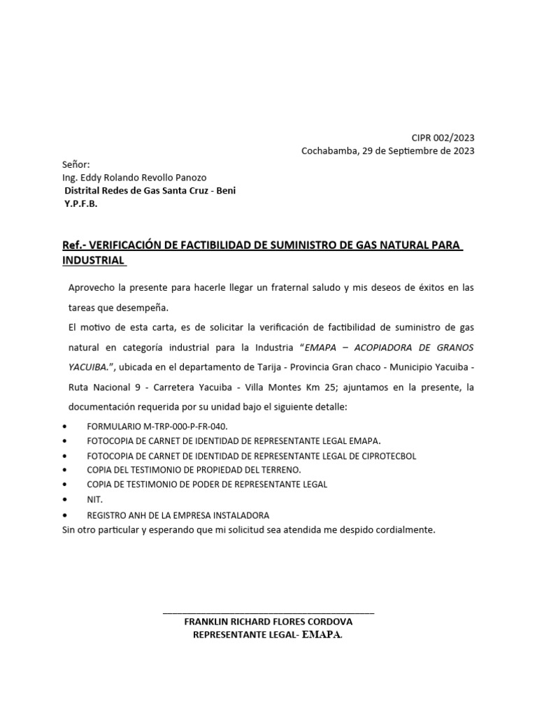 Solicitud de Suministro EMAPA | PDF