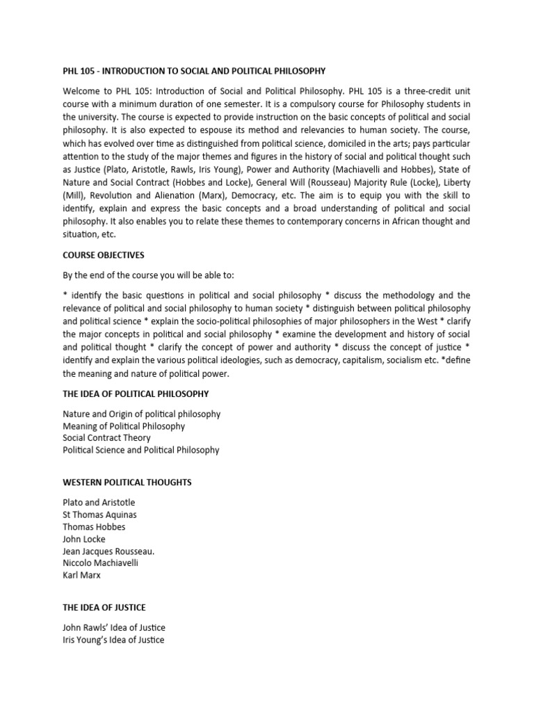 PHL 105 Social and Political Philosophy 1-1 | PDF | Political ...