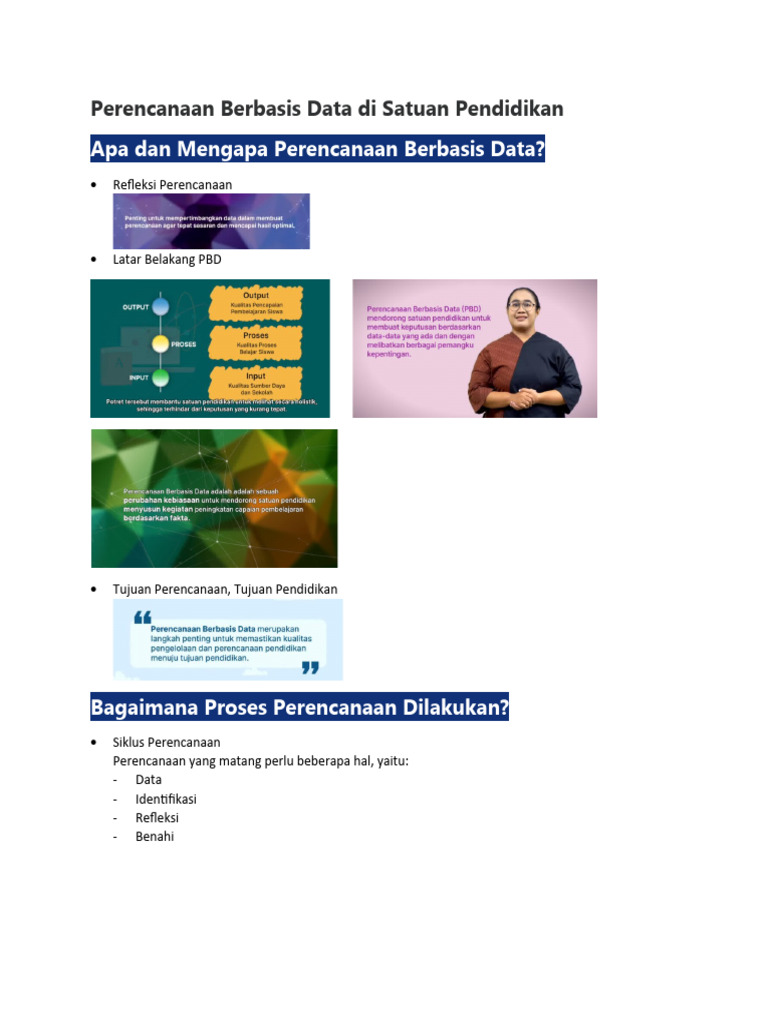 Perencanaan Berbasis Data Di Satuan Pendidikan | PDF