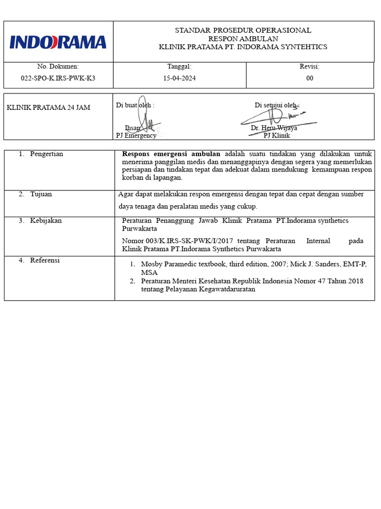 Sop Respon Ambulan | PDF