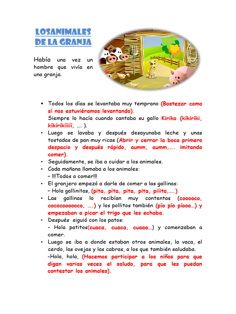 Cuento Motor Los Animales de Granja | PDF