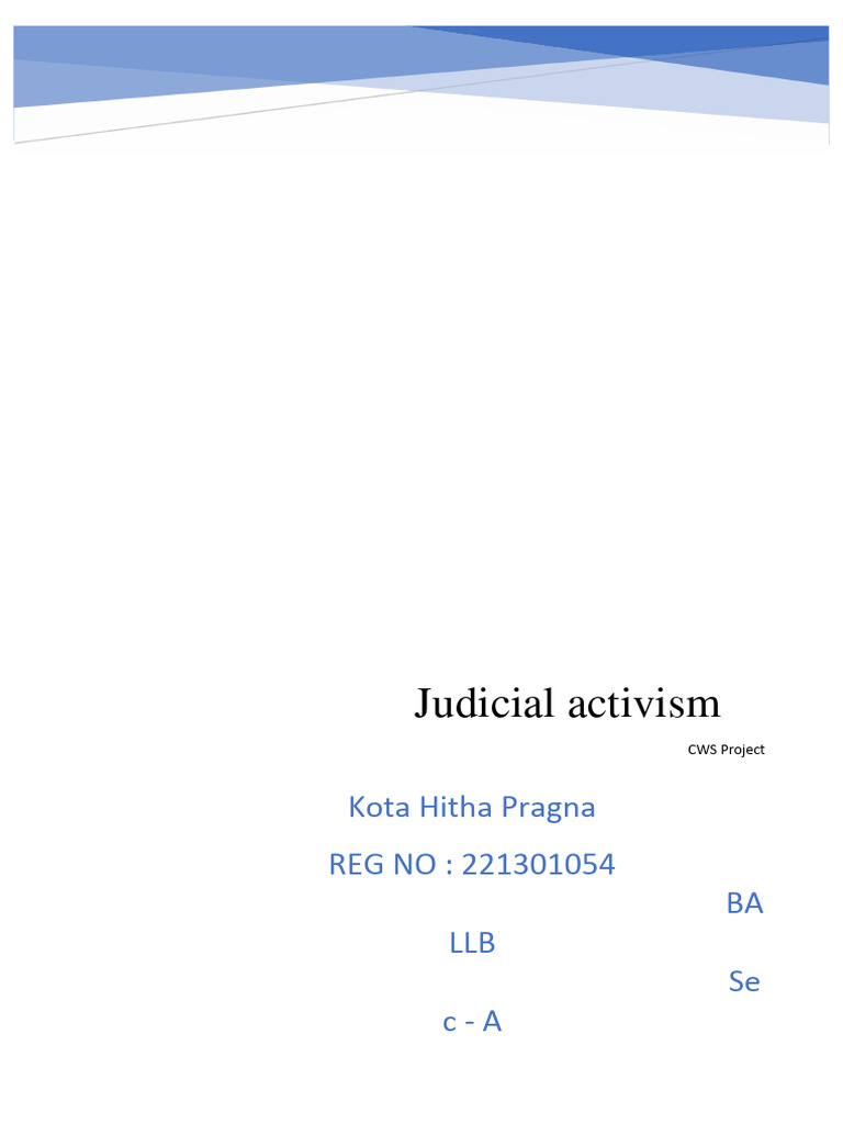 Understanding Judicial Activism | PDF | Judicial Review | Supreme Court ...