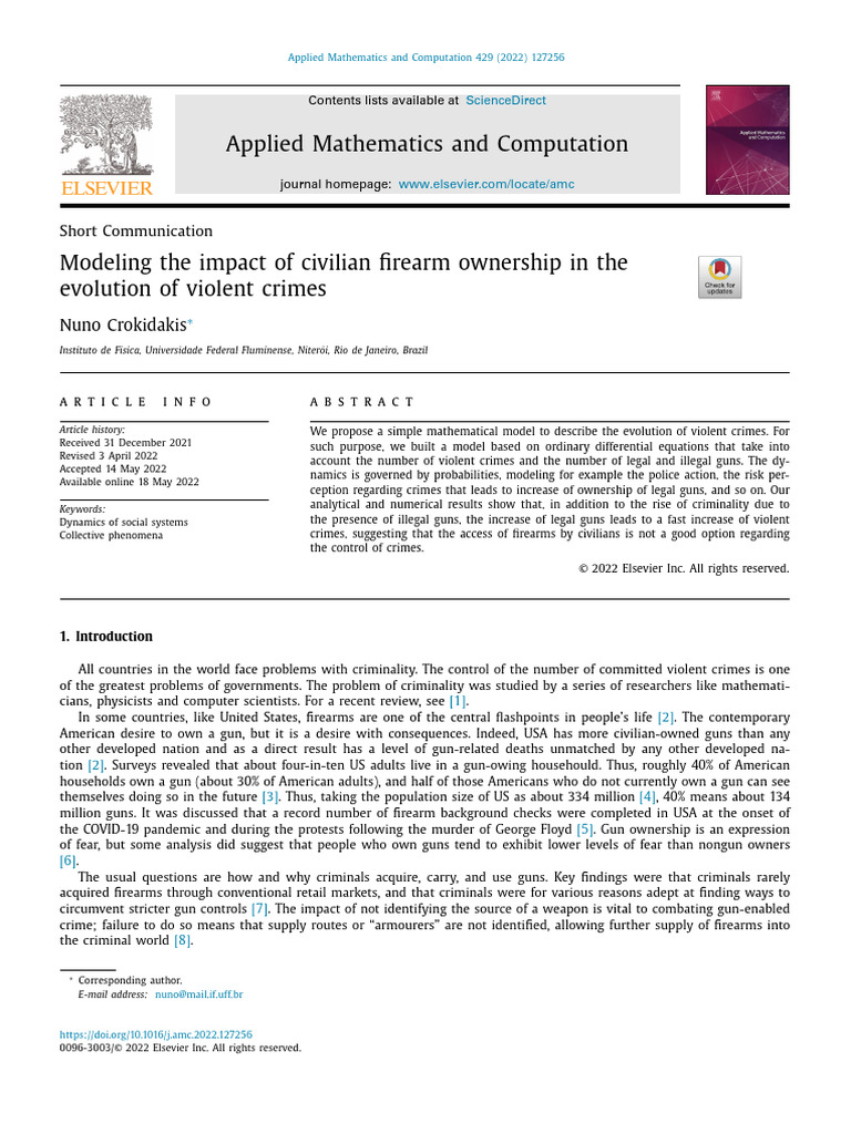 Applied Mathematics and Computation: Nuno Crokidakis | PDF | Crimes | Crime & Violence
