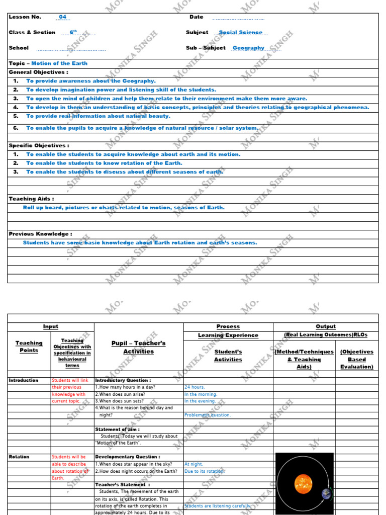 SST Lesson Plan-4 (English) | PDF | Rotation | Cognition