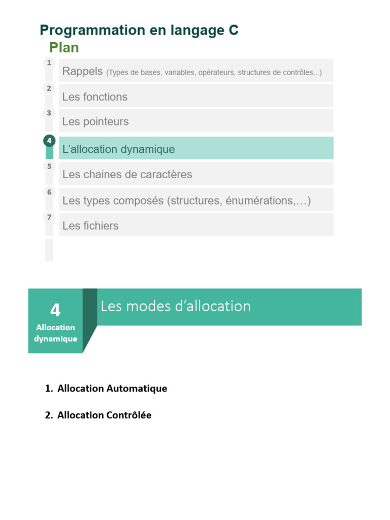 Allocation dynamique en langage C | PDF | Programmation informatique | Informatique