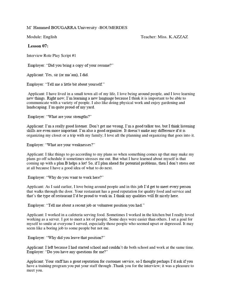 job interview-career description (1) | PDF | Job Interview