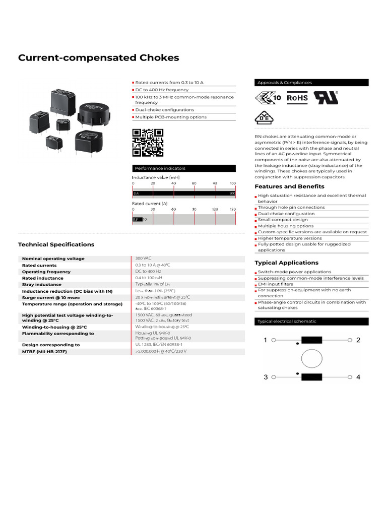 Schaffner Datasheet RN Series | PDF | Electromagnetic Interference | Alternating Current