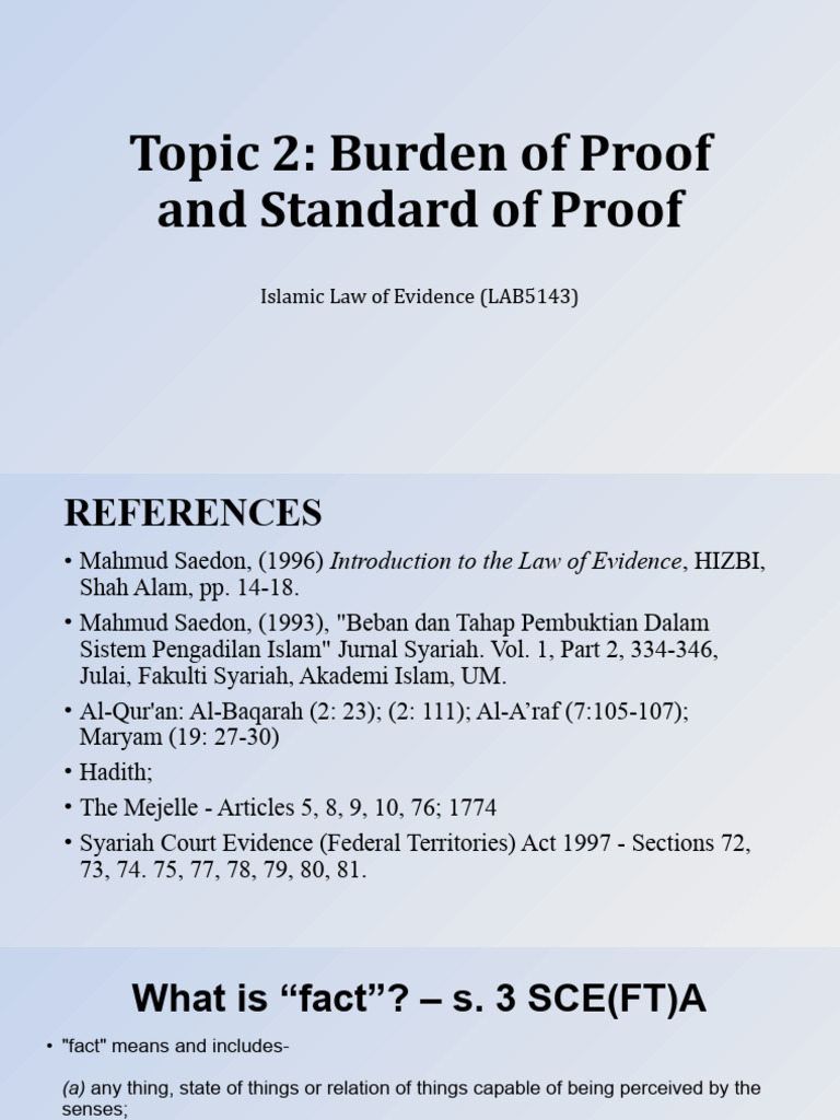 Burden and Standard of Proof in Islamic Law | PDF | Burden Of Proof ...