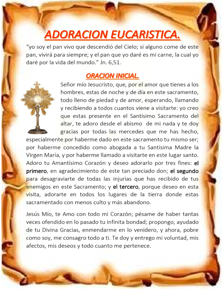 ADORACION EUCARISTICA | PDF | Creencia religiosa y doctrina | Teología