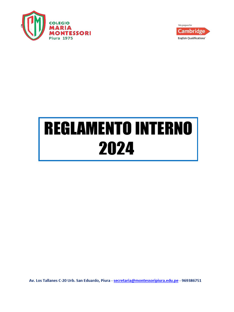 Reglamento Interno 2024 | PDF | Maestros | Evaluación