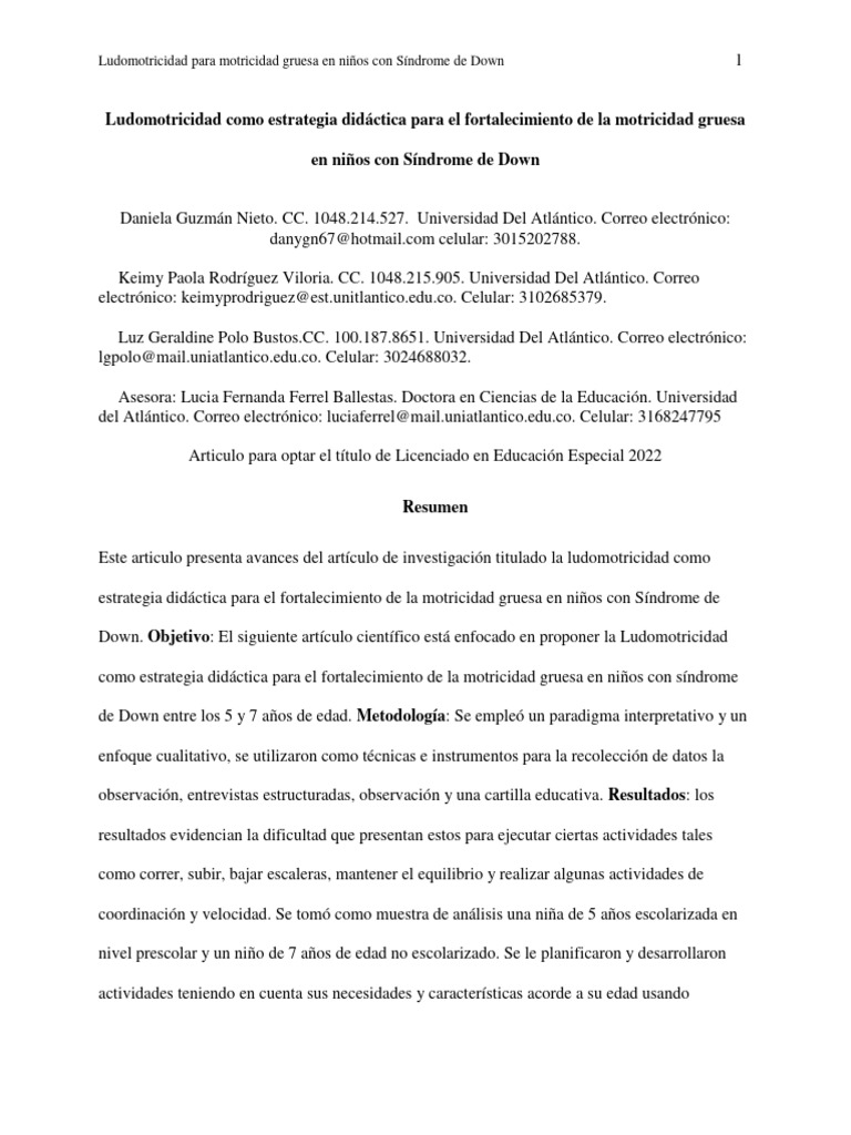 Ejemplo ARTICULO FINAL KEIMY, DANIELA Y LUZ GERALDIN. | PDF | Discapacidad intelectual ...