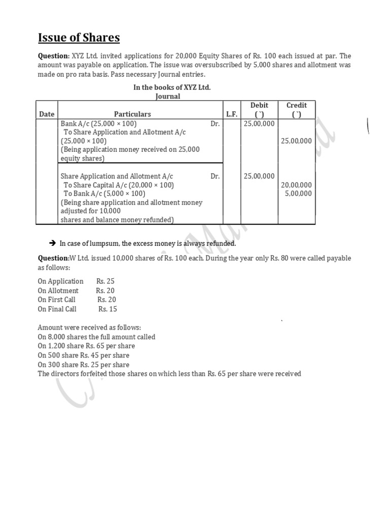 Issue of Shares - Final Revision | PDF | Debits And Credits | Economies