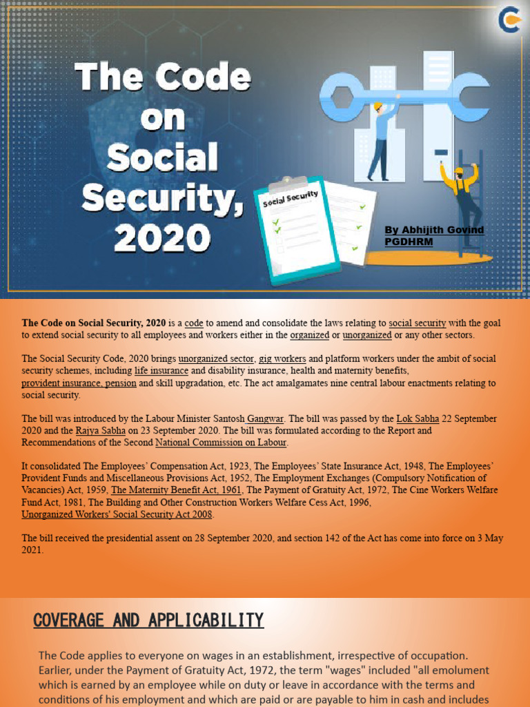 Gratuity Provisions in Social Security Code | PDF | Welfare | Employment
