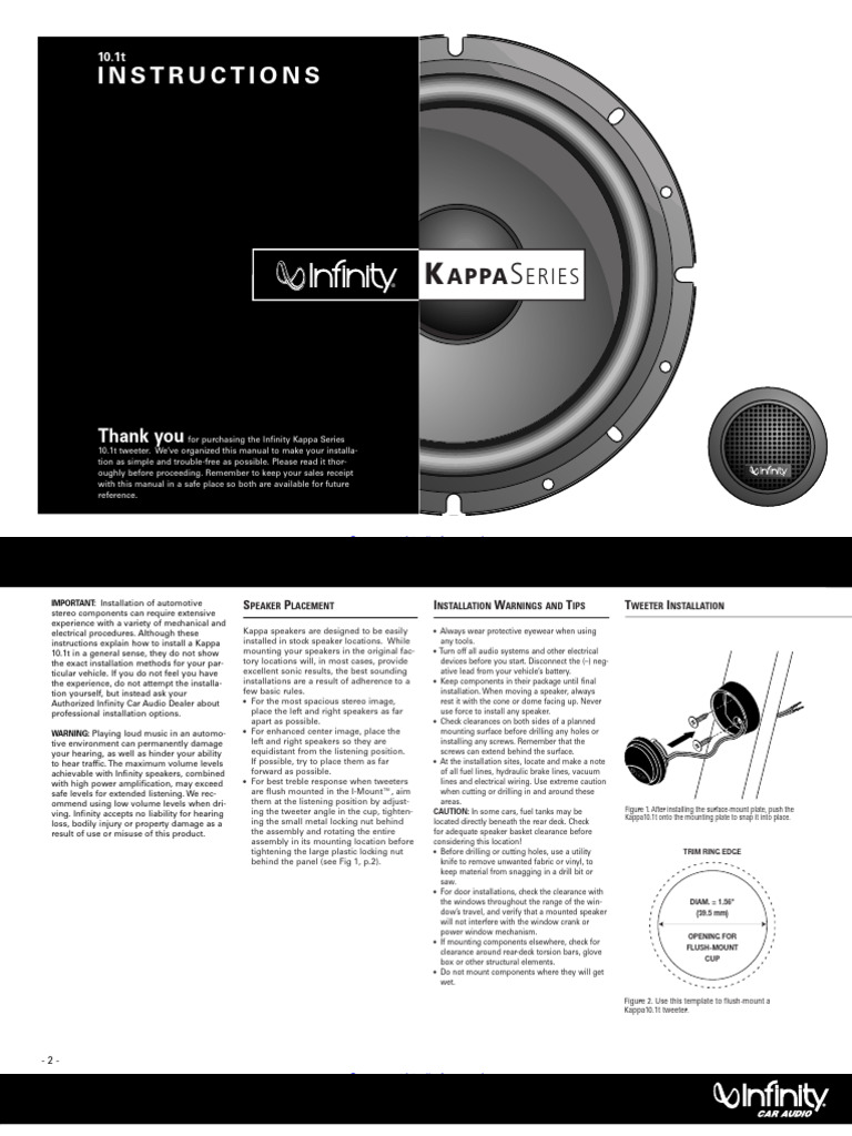 Infinity Kappa Series User Manual | PDF | Loudspeaker | Sound ...