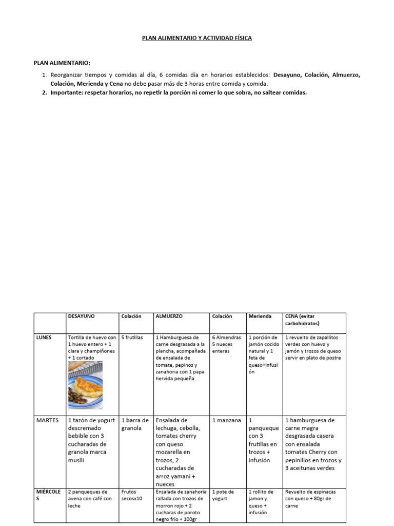 Plan 3 | PDF | ensalada | Tortita