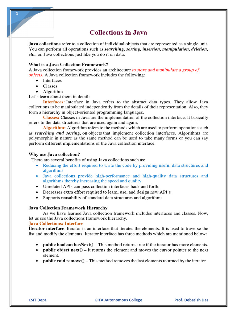 Collections in Java | PDF | Class (Computer Programming) | Software ...