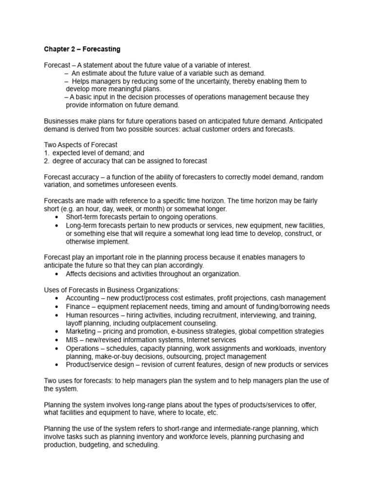 Chapter 3 Operations Management | PDF | Forecasting | Mean Squared Error