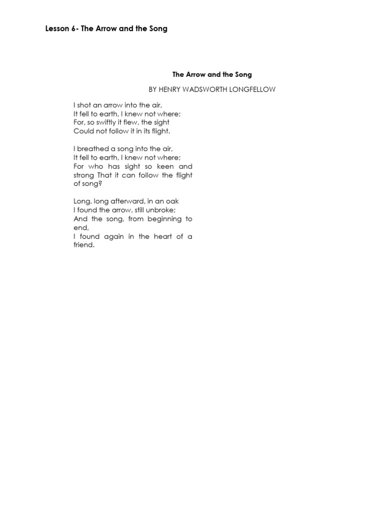 Lesson-4-The-Arrow-and-the-Song | PDF | Poetry | Poems