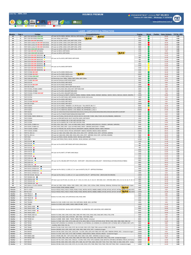 24-04 Lista Vip | Download Free PDF | Office Work | Printing