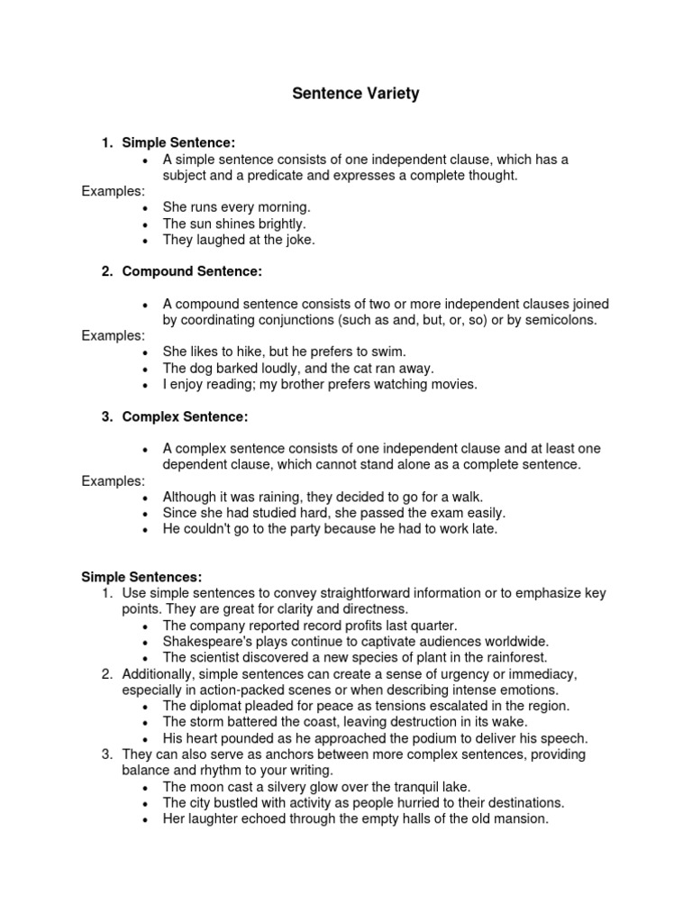 Sentence Variety | PDF | Linguistics