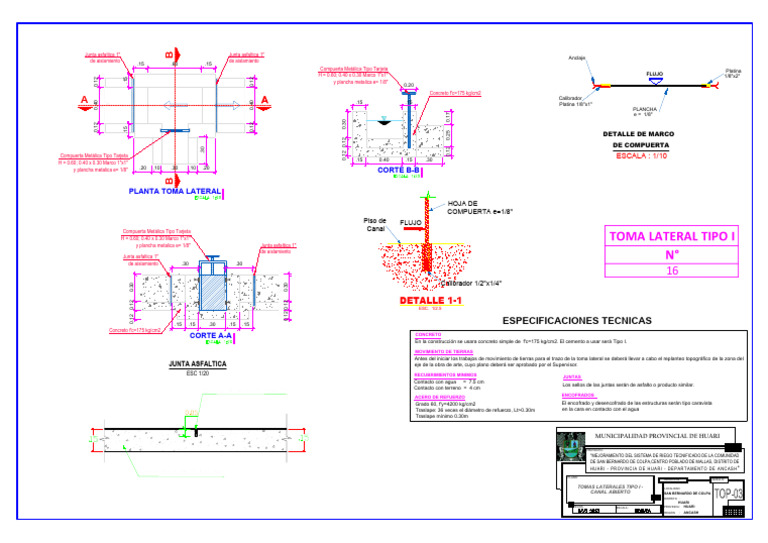 Diseño de Toma Lateral para Riego | PDF | Material compuesto ...