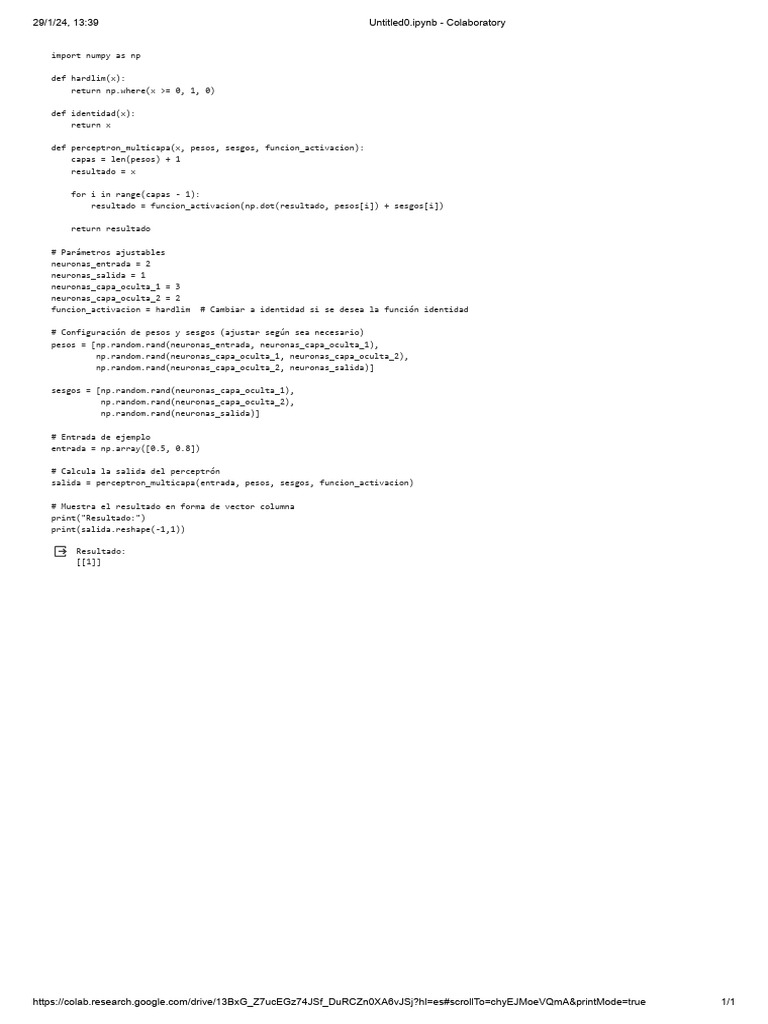 Perceptrón Multicapa en Python | PDF