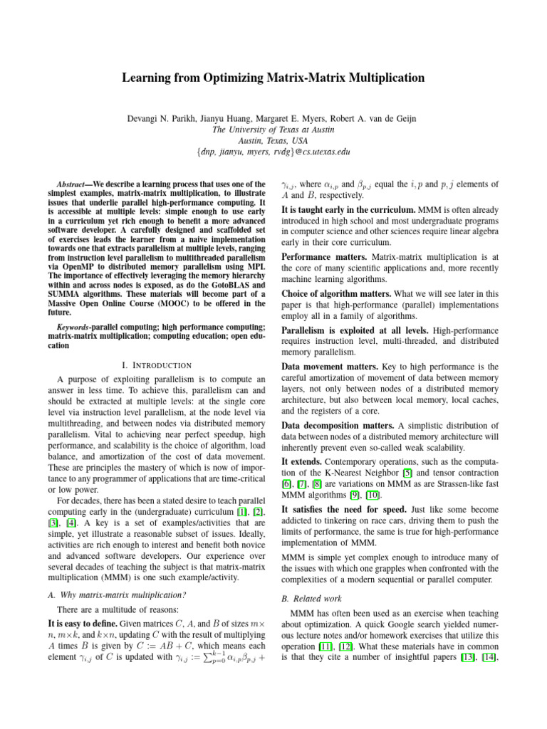 Matrix Matrix Multiplication Pdf Parallel Computing Message Passing Interface