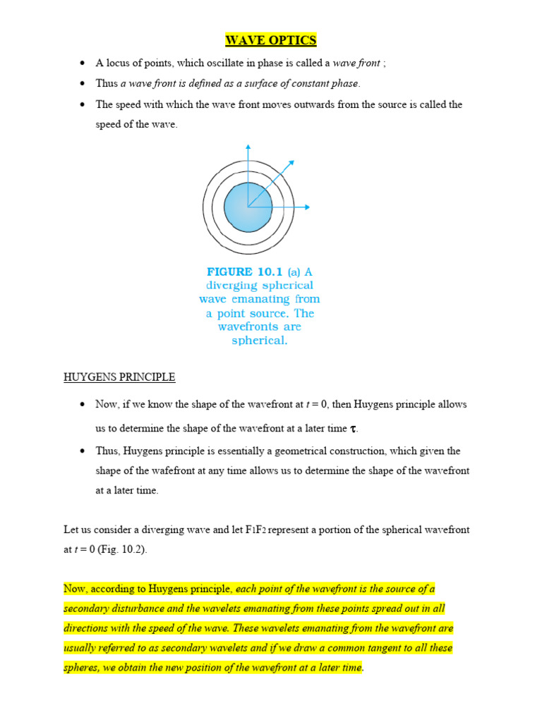 Wave Optics Download Free Pdf Waves Oscillation