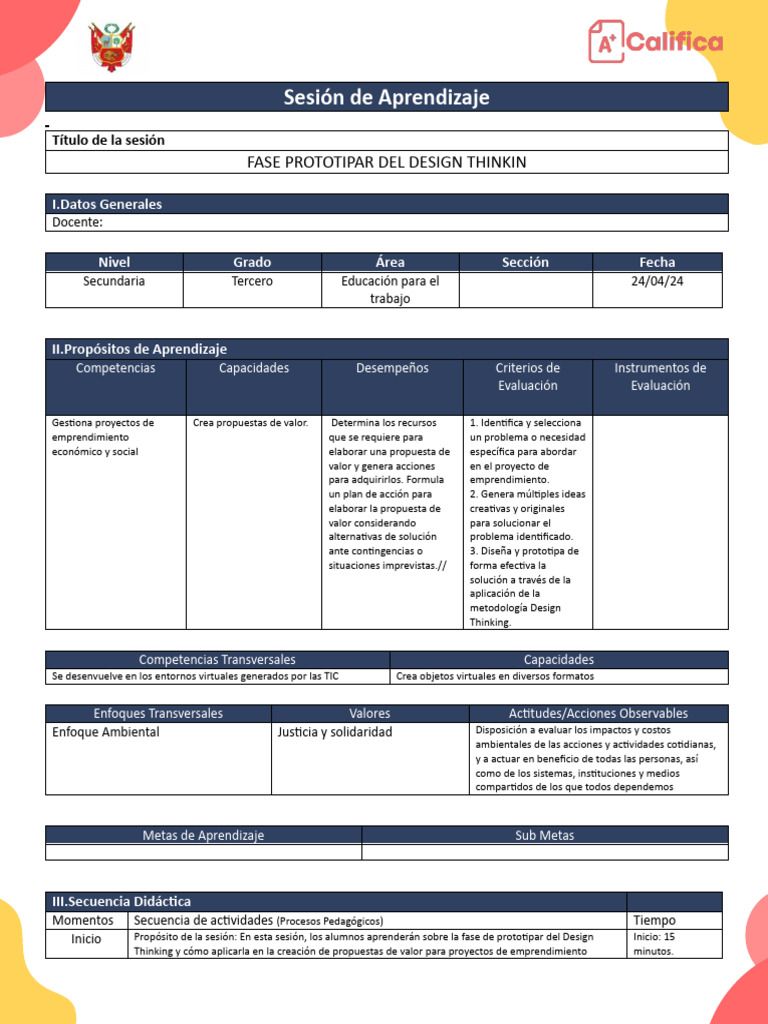 Fase Prototipar Del Design Thinking | PDF | El pensamiento de diseño | Evaluación