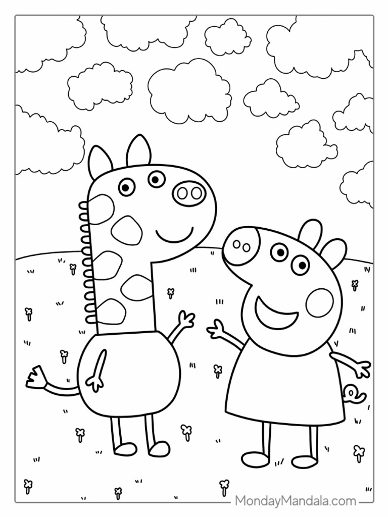 Peppa Pig and Gerald Giraffe Coloring Page | PDF