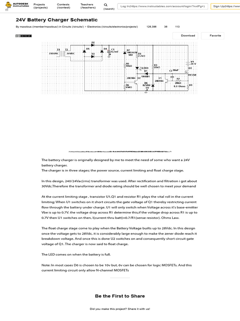 24V Battery Charger Schematic - Instructables | PDF | Field Effect ...