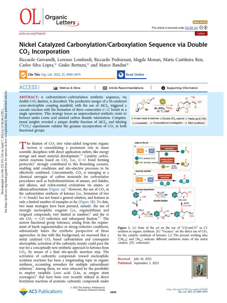 Nickel-Catalyzed CO2 Fixation | PDF | Catalysis | Chemical Reactions