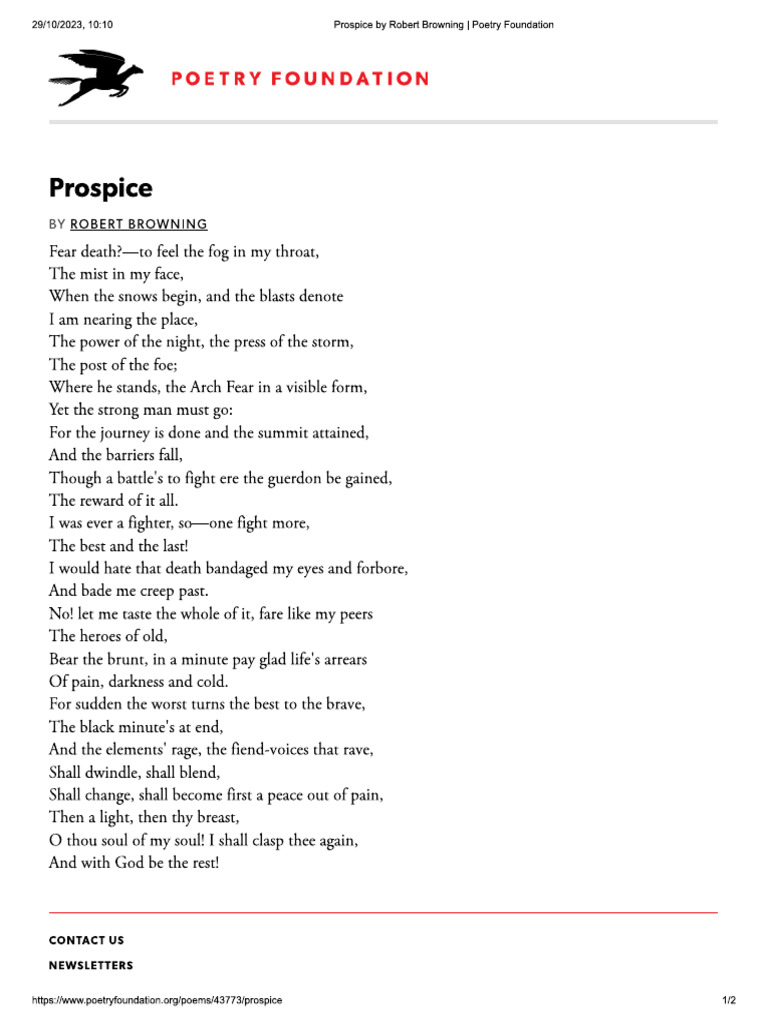 Prospice: A Robert Browning Poem | PDF | Technology & Engineering