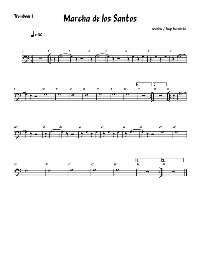 Marcha de Los Santos 2-Trombone - 1 | PDF