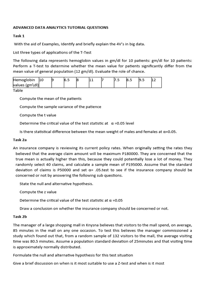 Data Analysis Techniques and Tests | PDF | Student's T Test ...